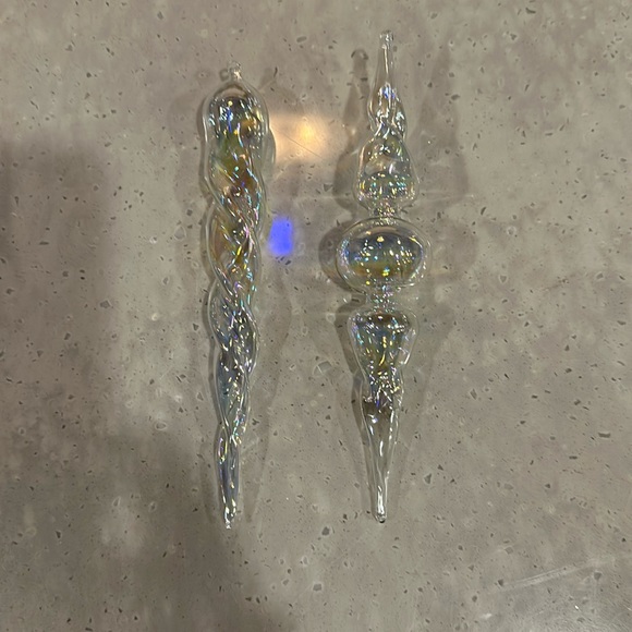 Holiday | Vintage Two Hand Blown Iridescent Finale Ice Cycle Ornaments ...